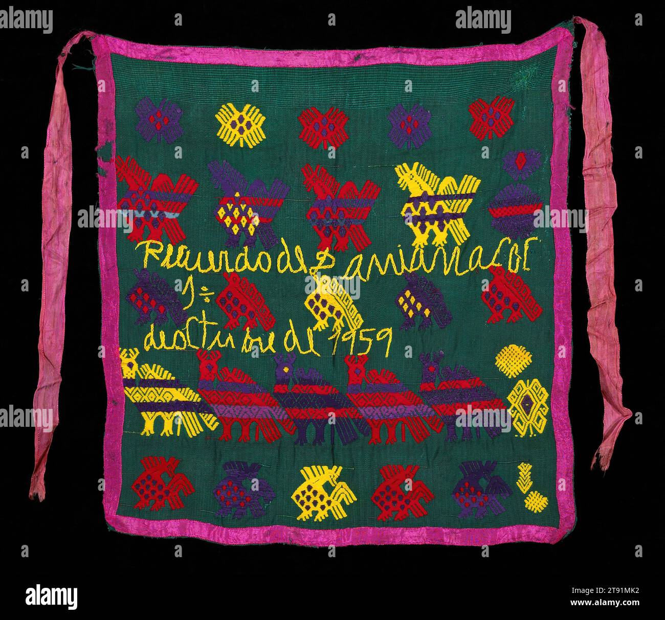 Ceremonial Tzute, 1959, Cotton, silk; supplementary weft patterning ...