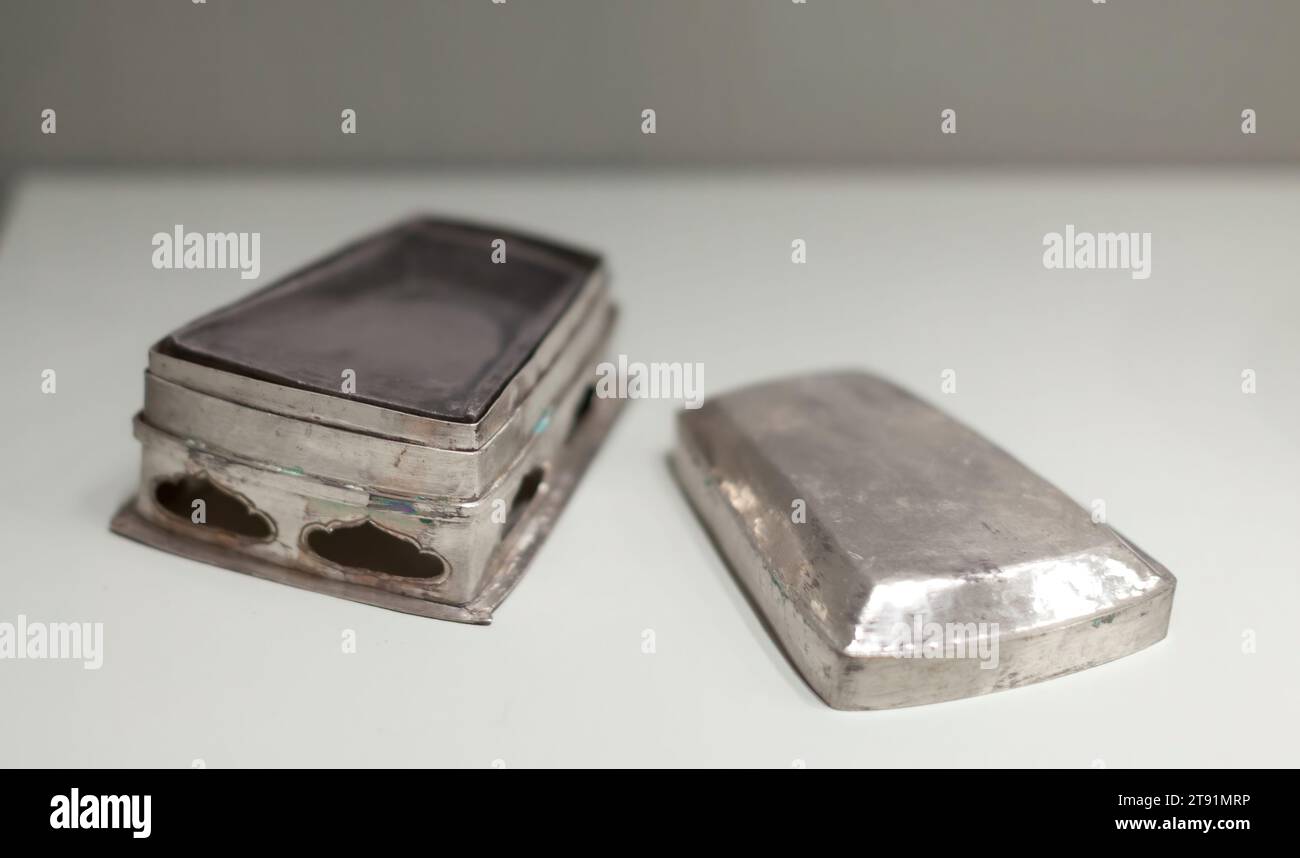 Inkstone and Fitted Silver Box, 10th-11th century, Tuan stone and sheet ...