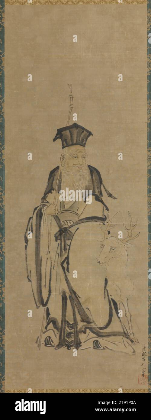 God of Longevity (Jurōjin), from a triptych of Jurōjin and Cranes, 18th ...
