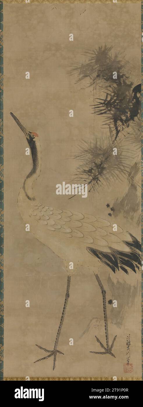 Crane and Pine, from a triptych of Jurōjin and Cranes, 18th-19th ...