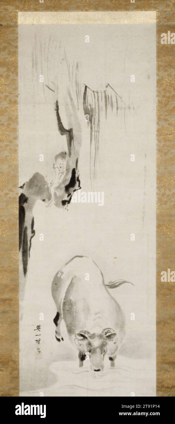 Boy with Water Buffalo left of a pair, late 17th - early 18th century ...