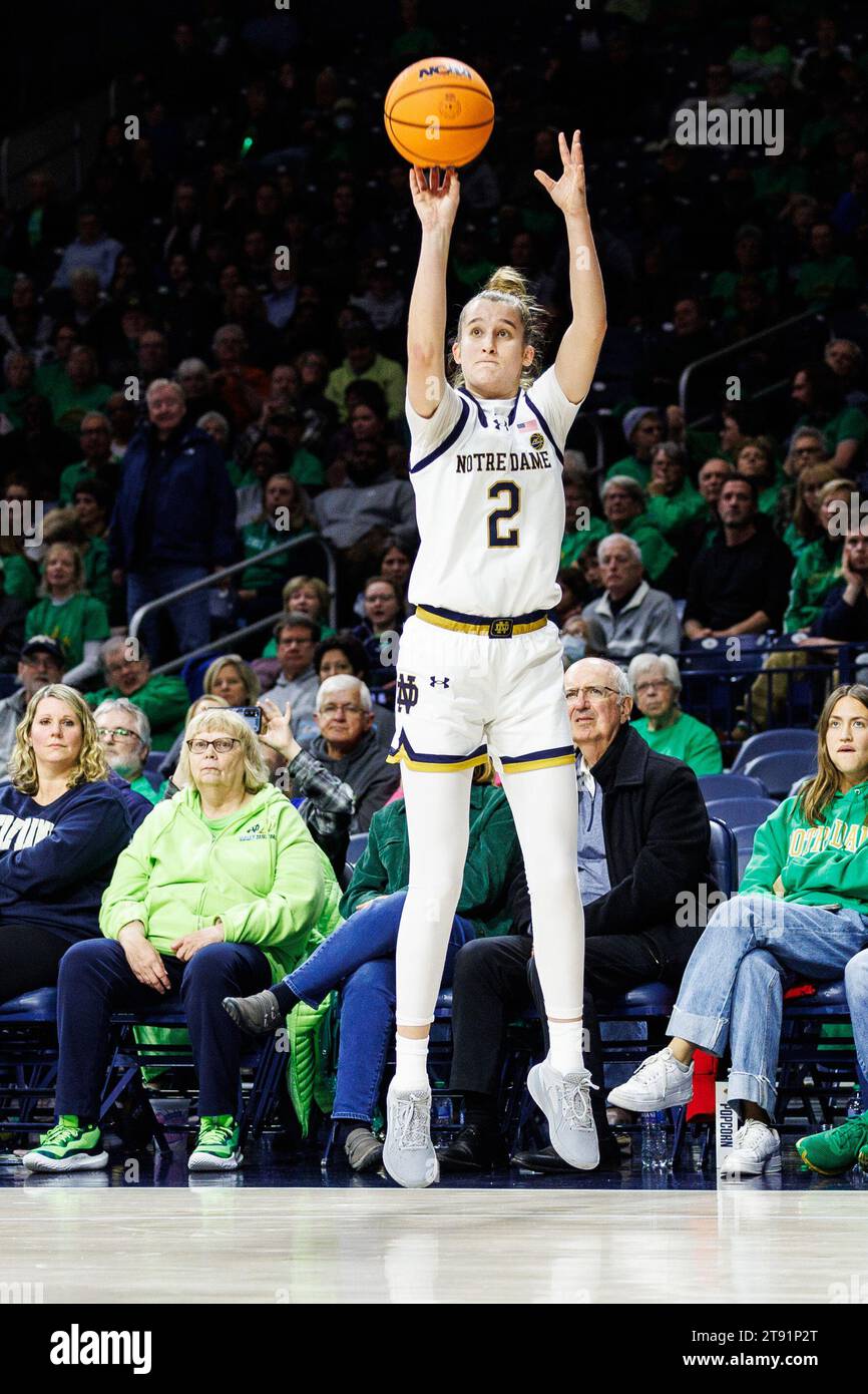 South Bend, Indiana, USA. 21st Nov, 2023. Notre Dame guard Emma Risch ...
