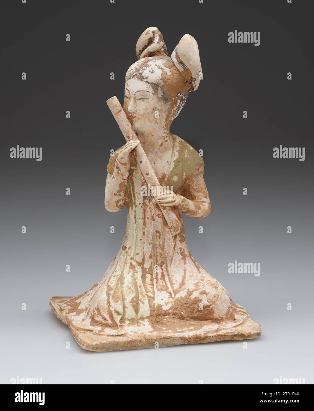 Tomb Figure Representing a Musician Playing a Bamboo Flute, 618-906, 8 ...