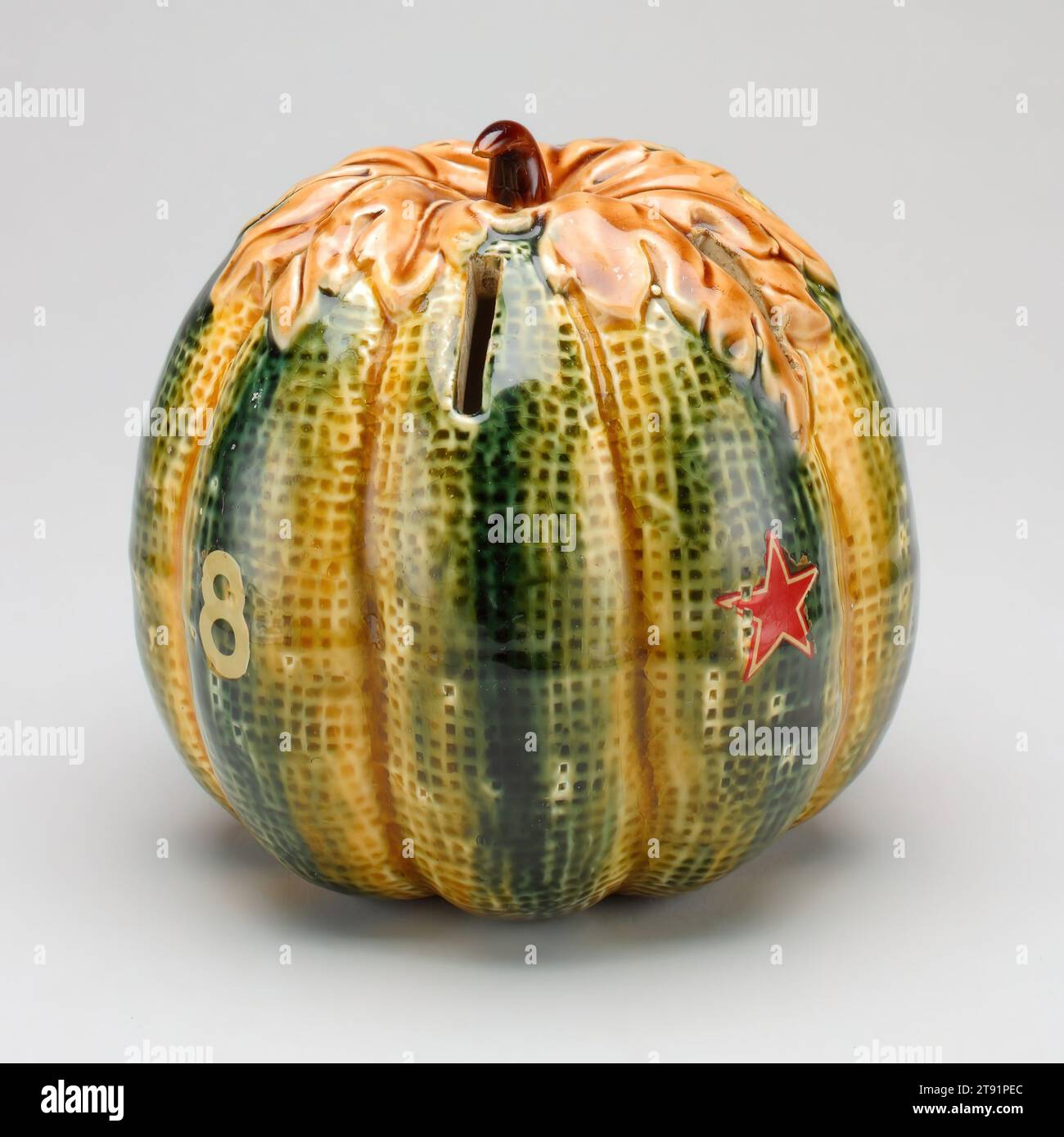 Melon' still bank, c. 1860, 3 7/8 x 4 x 4 in. (9.84 x 10.16 x 10.16 cm ...