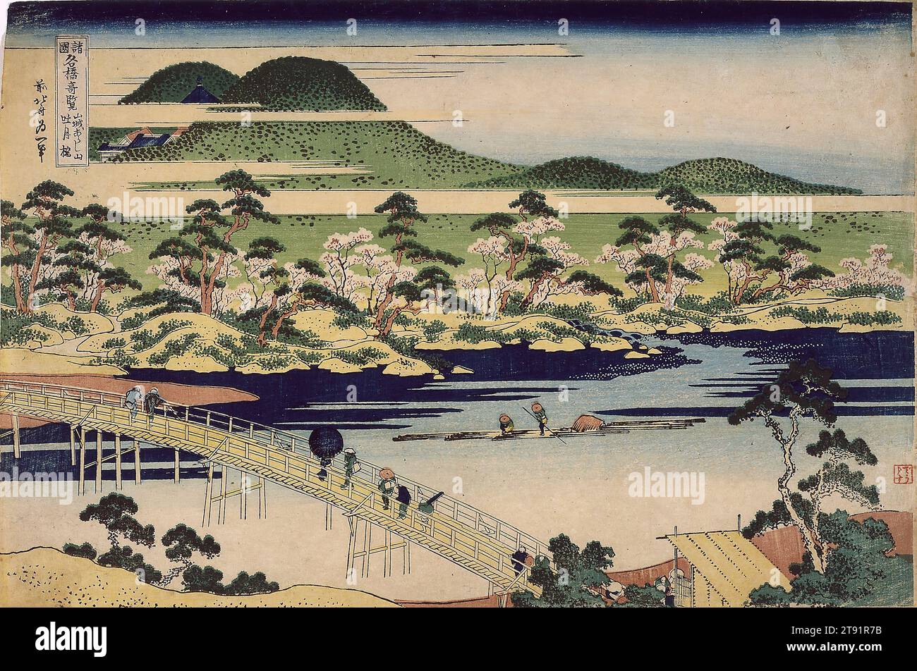 The Togetsu Bridge at Arashiyama in Yamashiro Province, c. 1834 ...