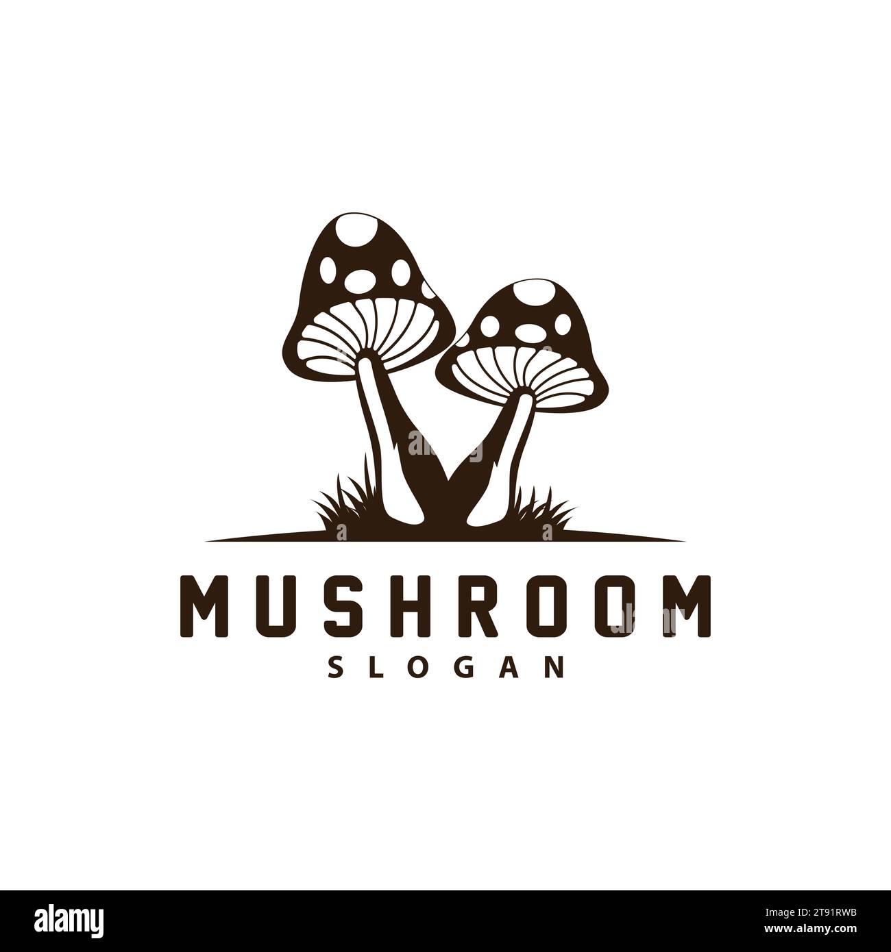Mushroom Logo, Retro Minimalist Design, Food Vector, Mushroom Plant ...
