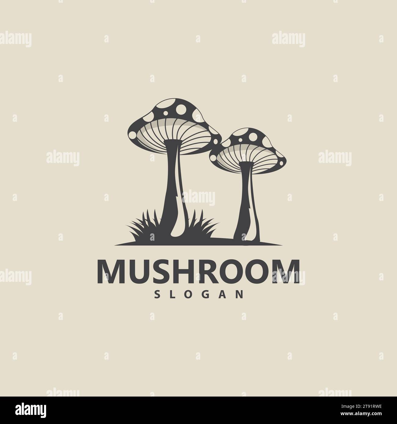 Mushroom Logo, Retro Minimalist Design, Food Vector, Mushroom Plant ...