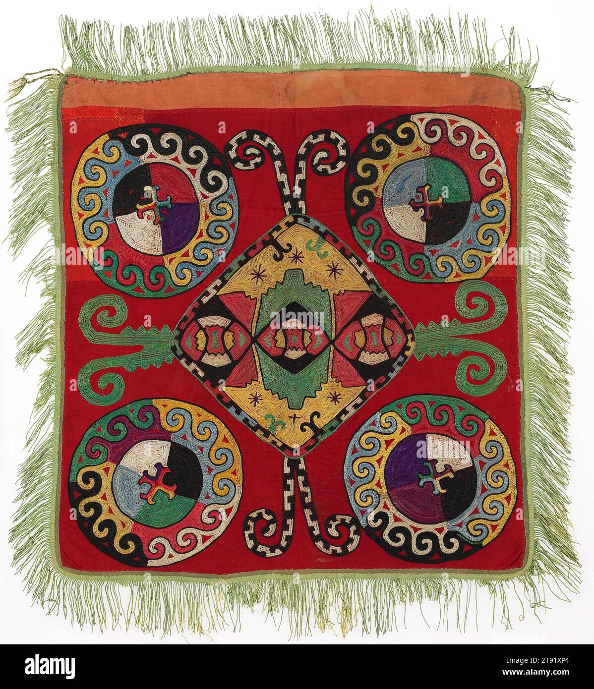 At torba ilgich, 19th century, 26 x 25 in. (66.04 x 63.5 cm), Silk ...