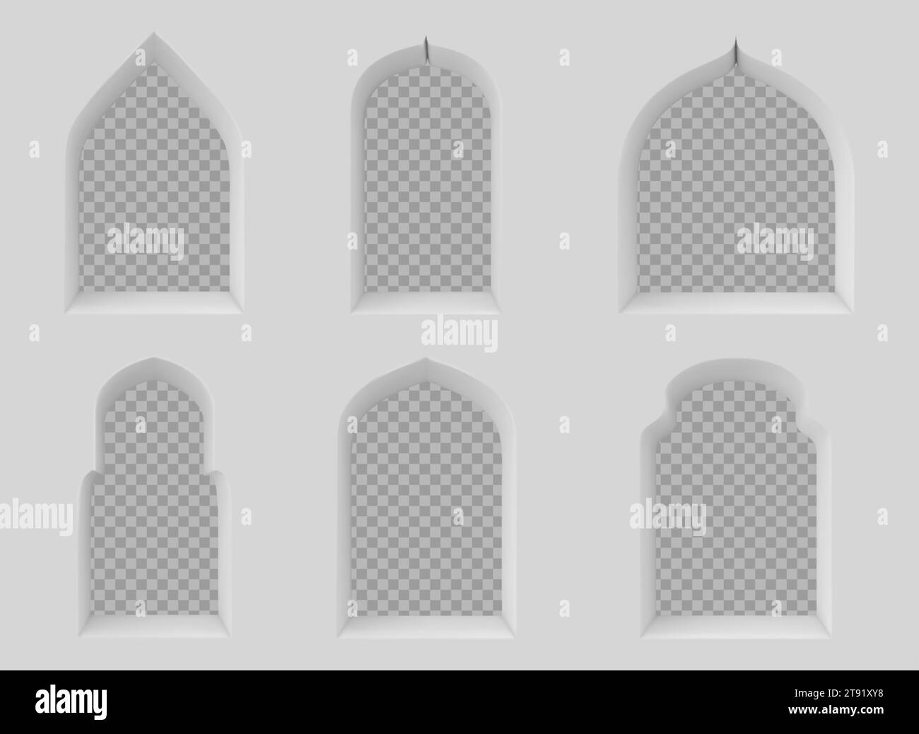 Set of arab window frames isolated on transparent background. Vector ...