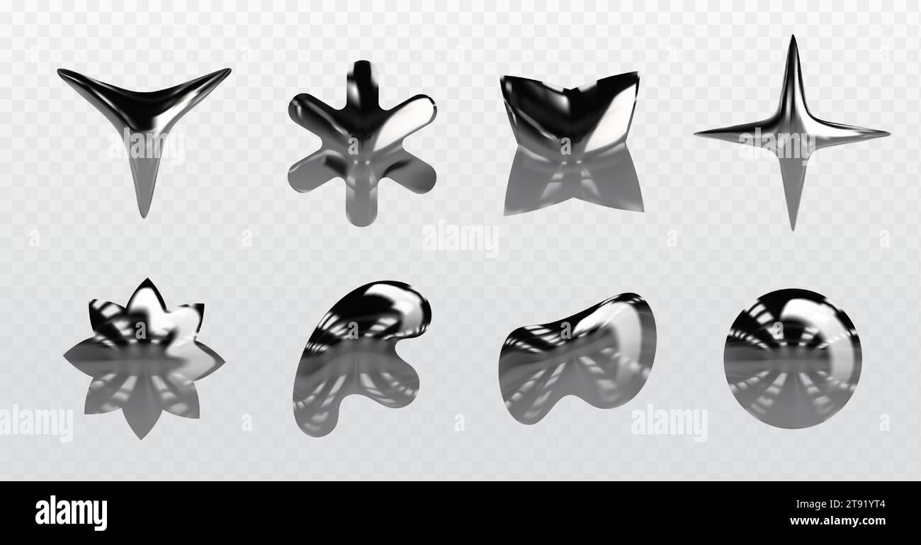 Y2k chrome elements set isolated on transparent background. Vector ...