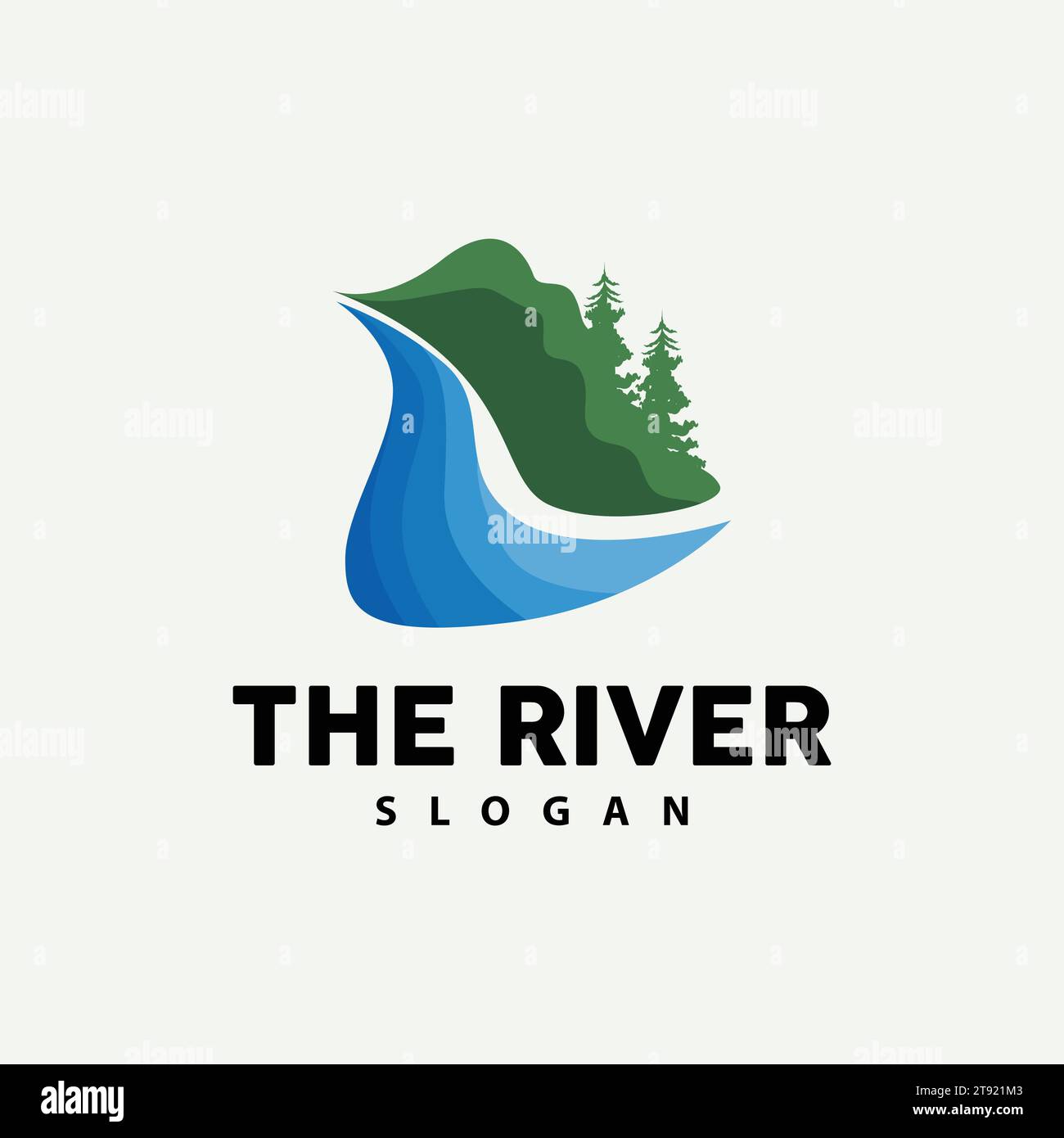 River Logo Design, River Creek Vector, Riverside Illustration With A ...