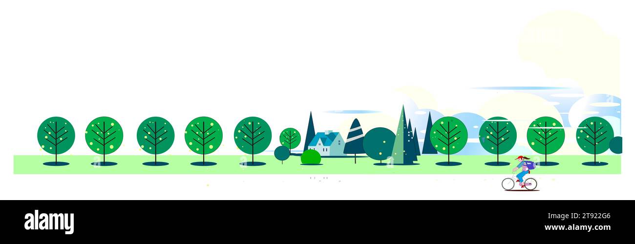 Green tree on road Cut Out Stock Images & Pictures - Alamy