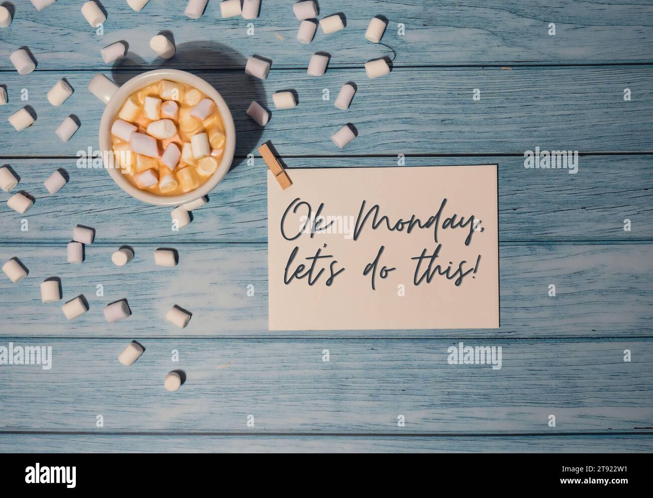 OK MONDAY LET'S DO THIS concept text paper note with white cup of ...