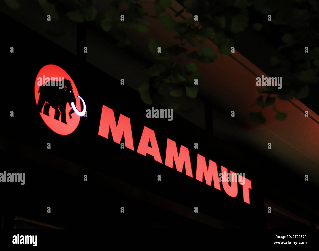 The logo of Mammut Sports Group AG is seen in Shibuya Ward, Tokyo on ...