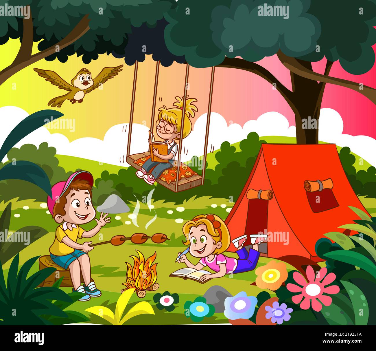 Kids Trekking Vector