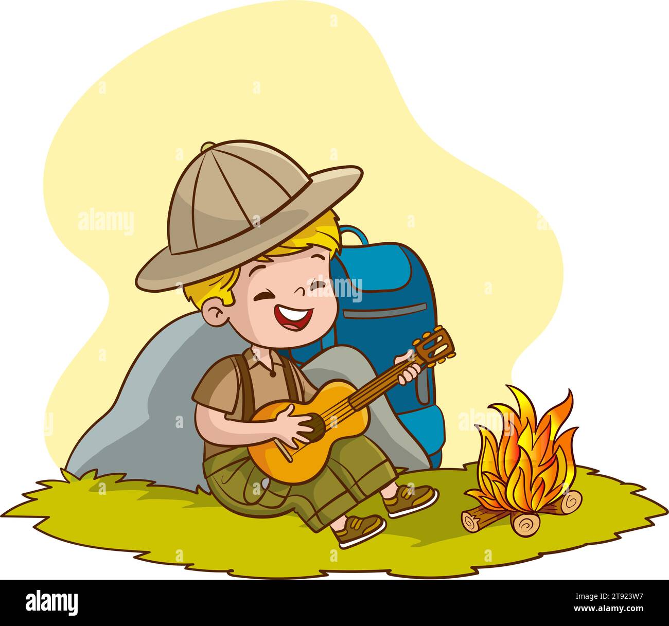 Vector Illustration Of Kids Camping and trekking Stock Vector Image ...