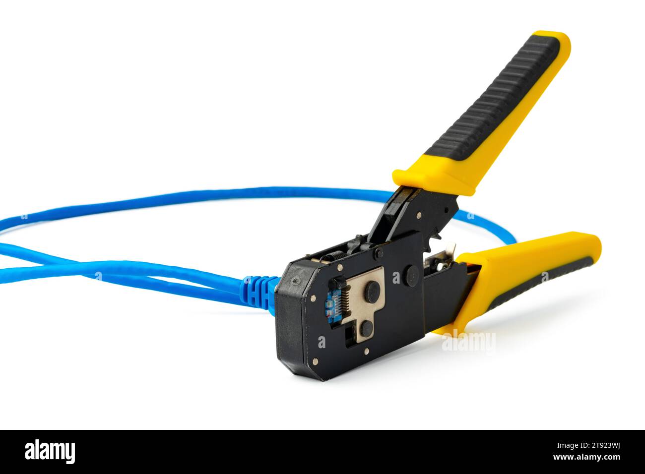 Cutting pliers cut electric cable close up Stock Photo - Alamy