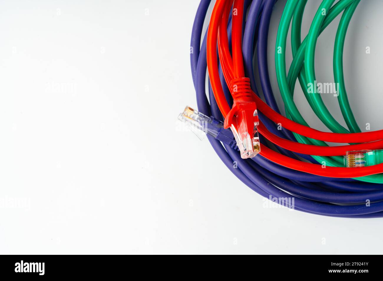 Colorful network cables switch on white background Stock Photo - Alamy