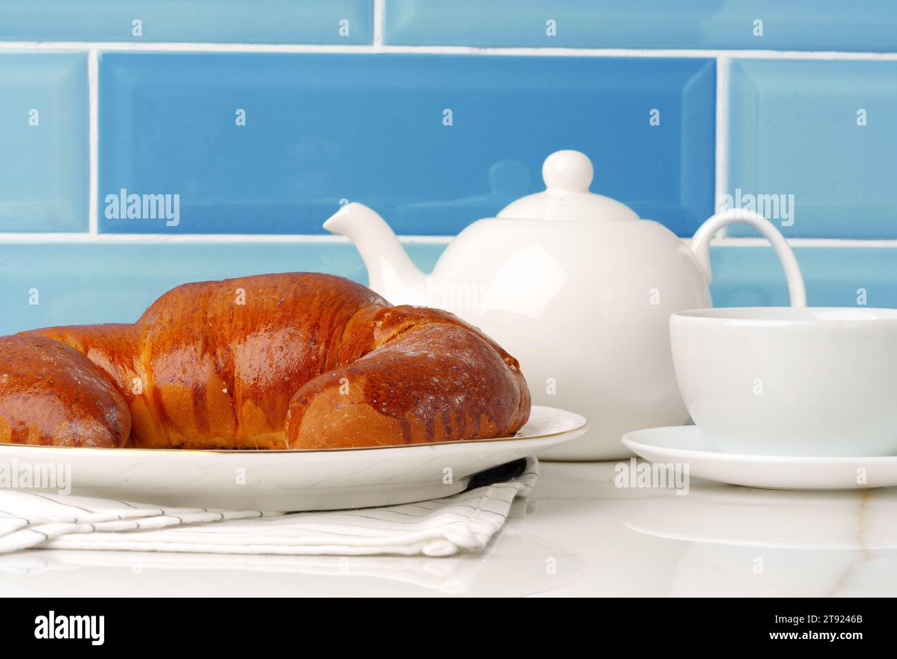 Fresh pastry bakery on table kitchen background Stock Photo - Alamy