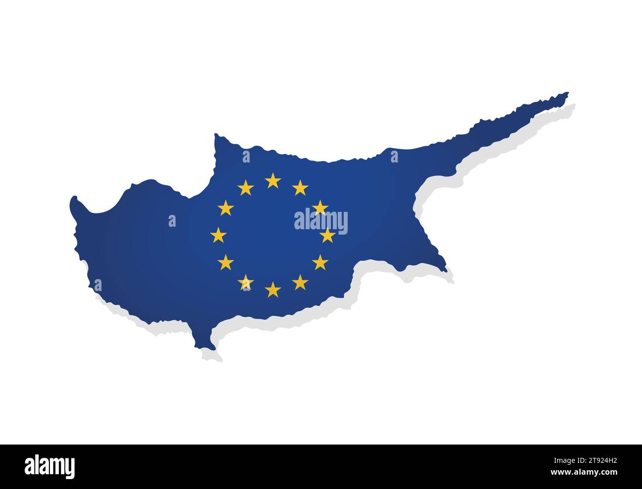 Vector illustration with isolated map of member of European Union - Cyprus. Concept decorated by ...