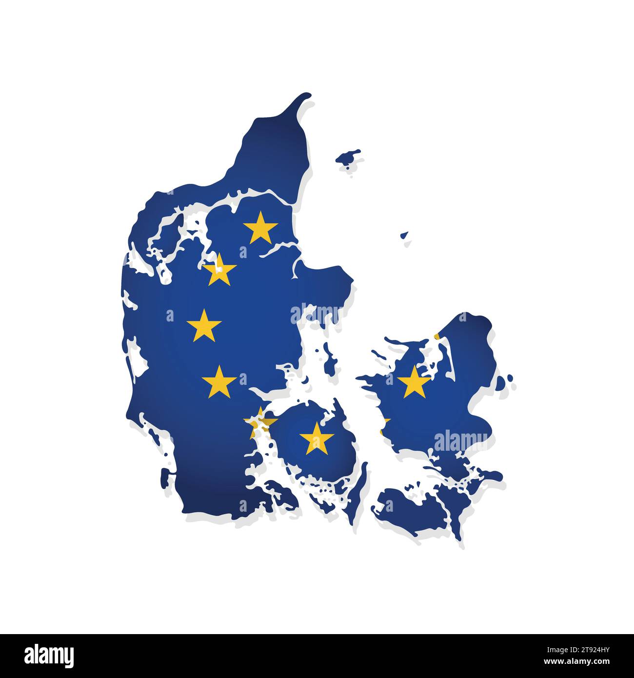 Vector illustration with isolated map of member of European Union - Denmark. Danish concept with ...