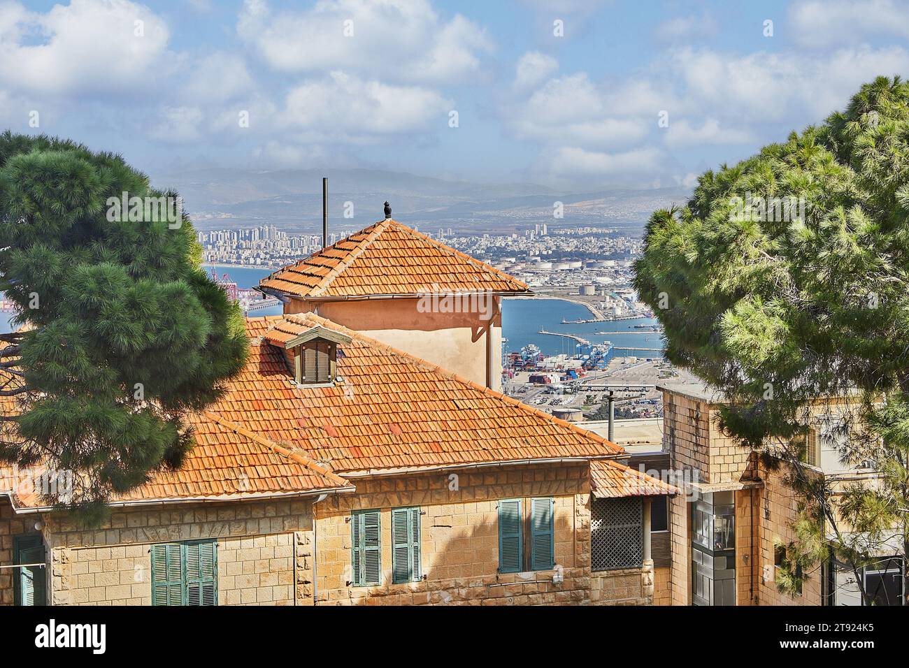 Haifa, Israel - October 22, 2023: Residential building surrounded by ...