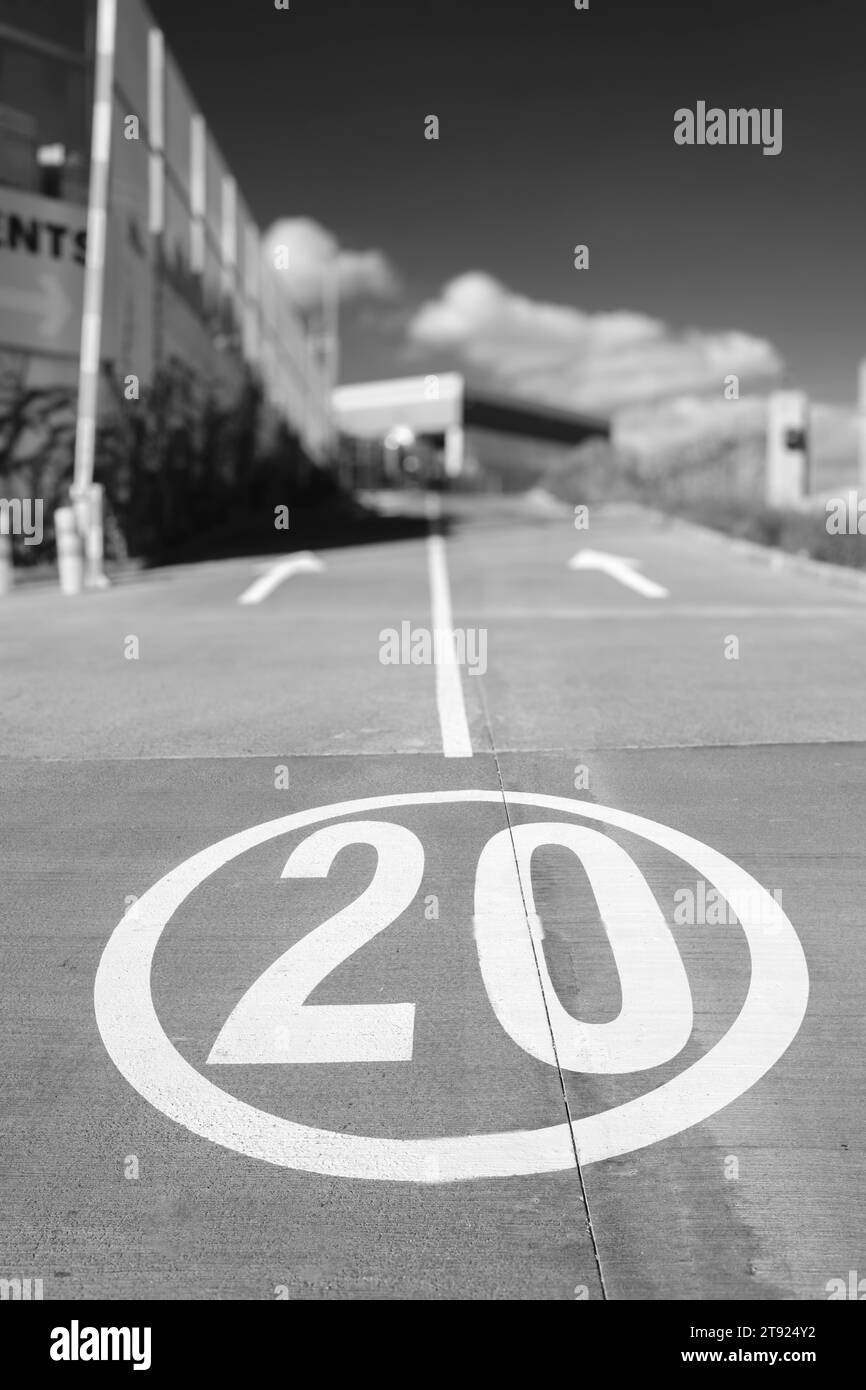 Maximum speed traffic sign on a street in Barcelona in Spain Stock ...