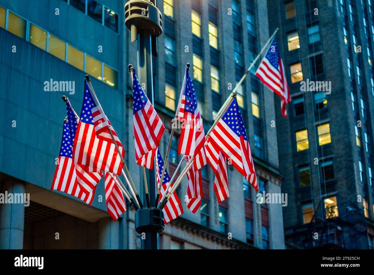 American flags in Midtown Manhattan, New York City Stock Photo - Alamy