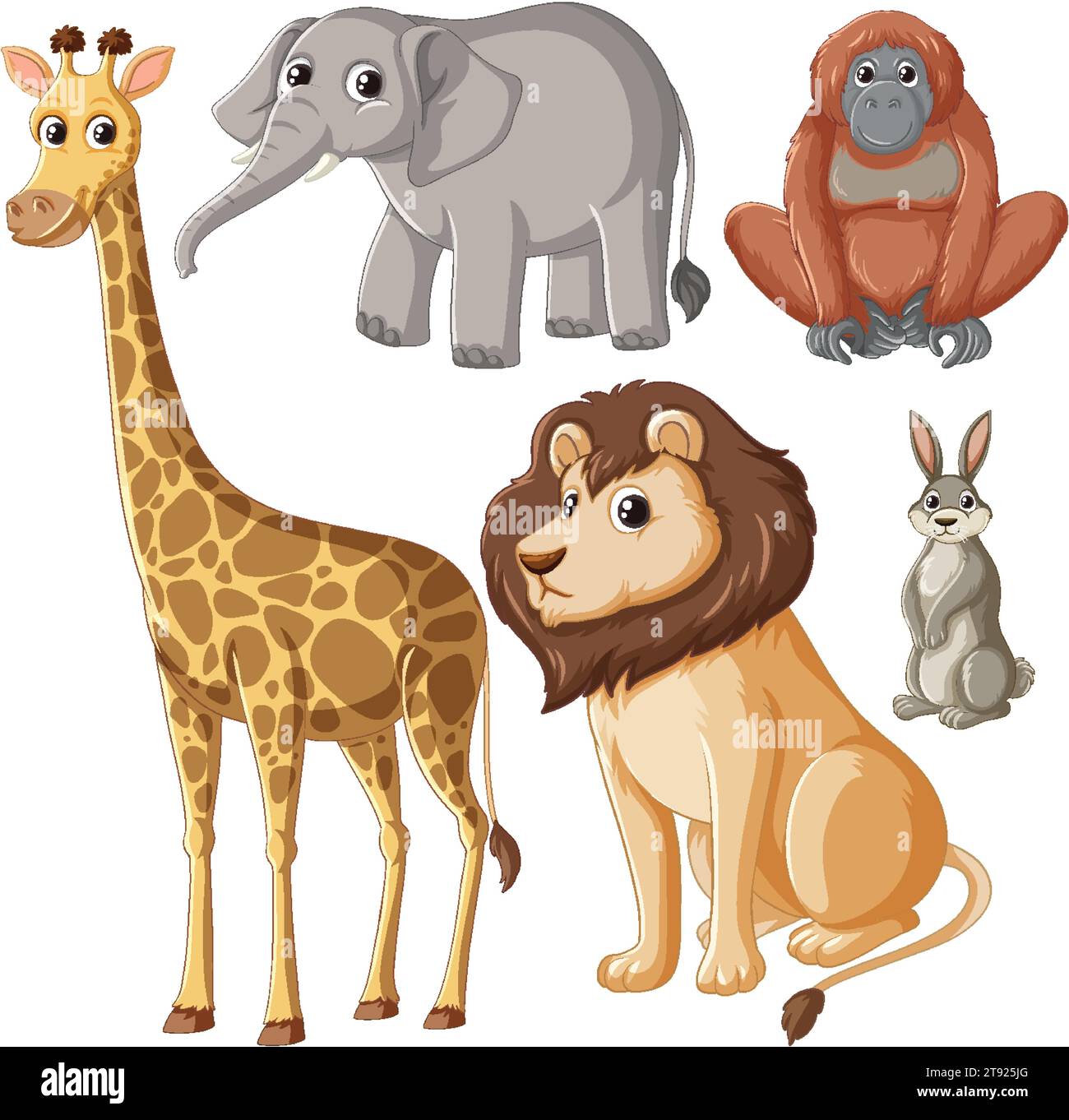 A lively group of wild animals in a cartoon illustration Stock Vector ...
