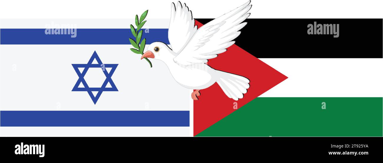 Illustration of a mixed flag with a white bird symbolizing peace Stock ...