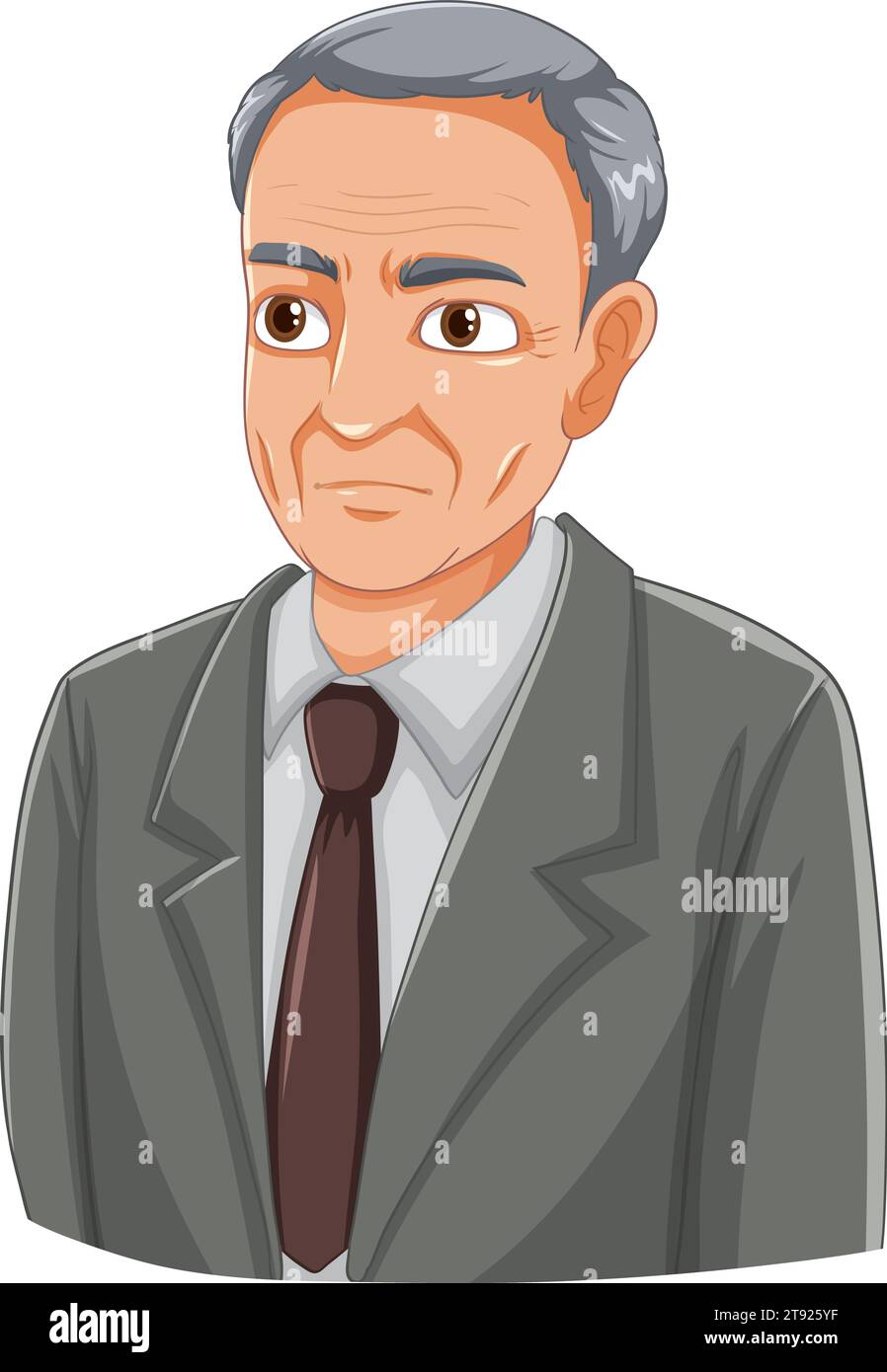 A vector cartoon illustration of Old Robert Oppenheimer wearing a suit ...