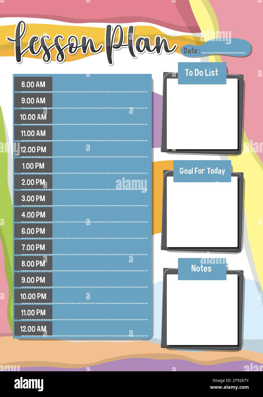 A vibrant abstract background for organizing daily lesson plans Stock ...