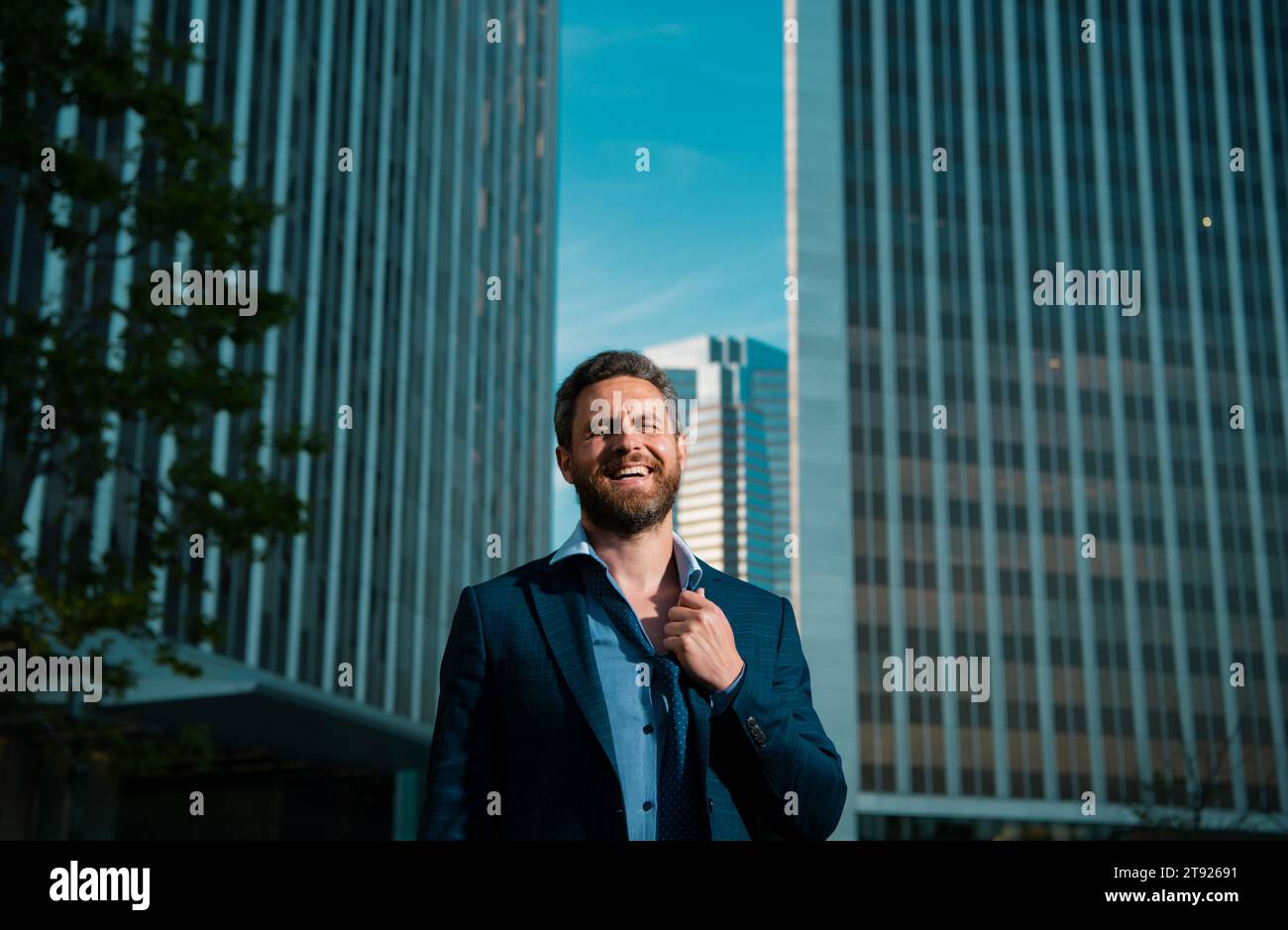 Overworked excited business man. Hard business work Stock Photo - Alamy
