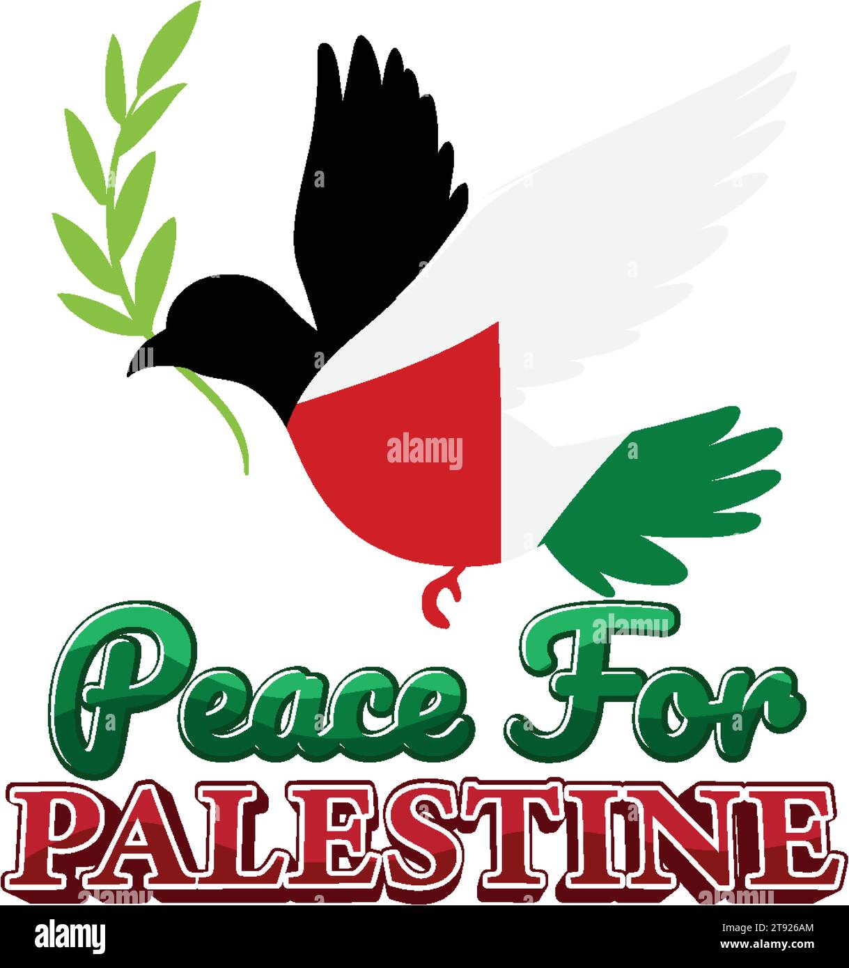 Illustration Of A Bird Flying With The Palestine Flag Representing