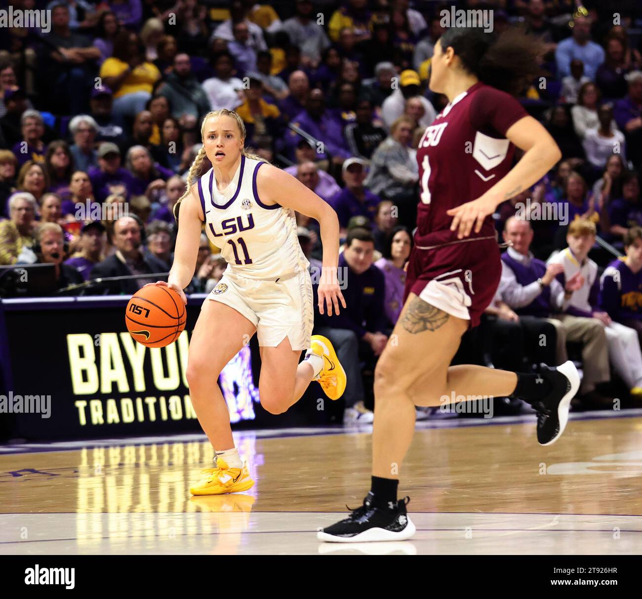 Baton Rouge, USA. 21st Nov, 2023. LSU Lady Tigers guard Hailey Van Lith ...