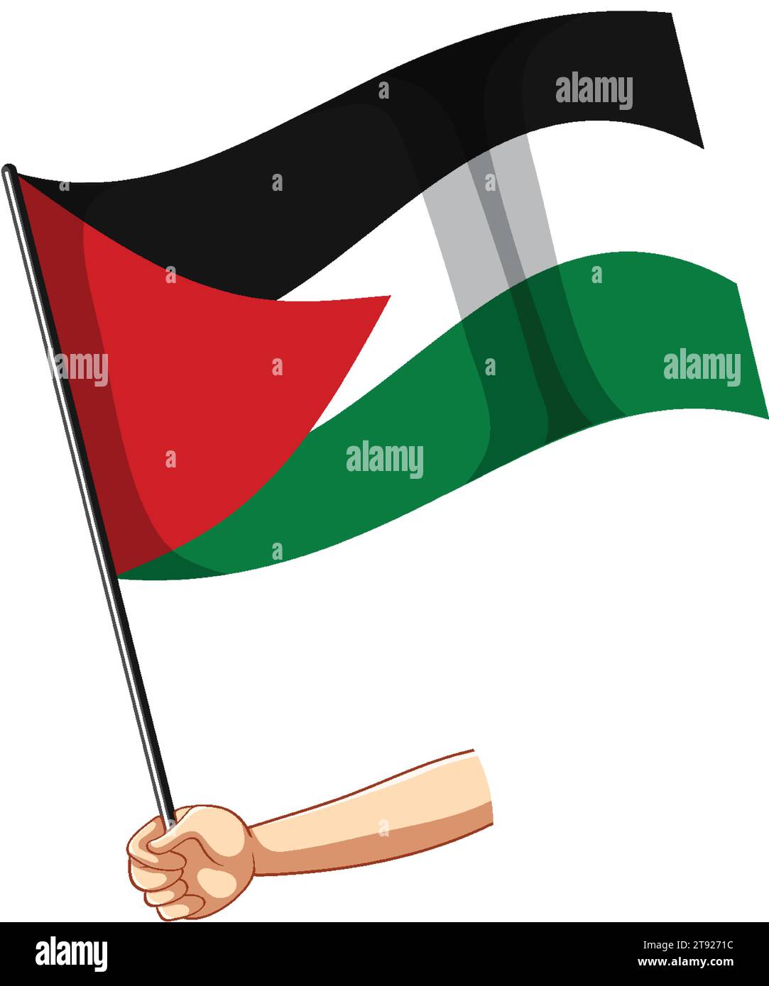 Illustration of a hand holding a Palestine flag in support Stock Vector ...