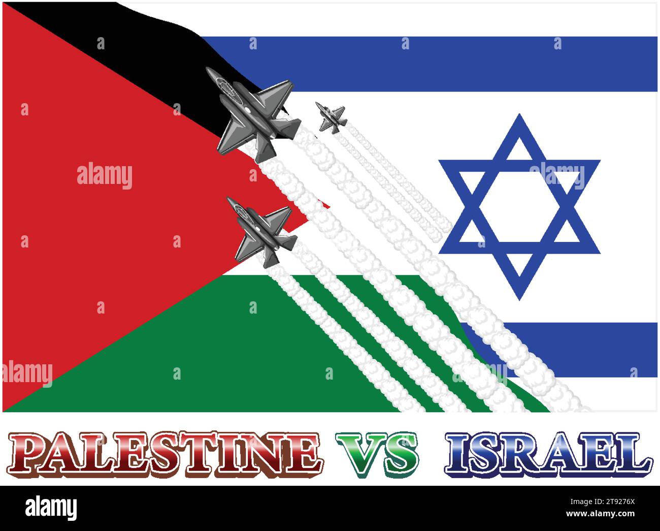 A vector cartoon illustration of the combined flags of Palestine and ...
