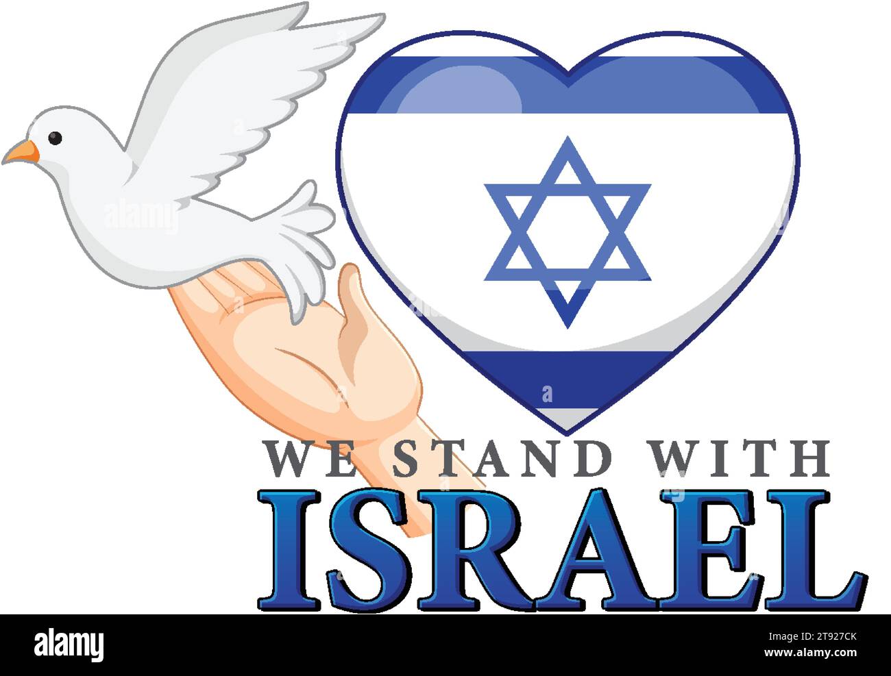 Illustrated cartoon-style image showing support for Israel with a text ...