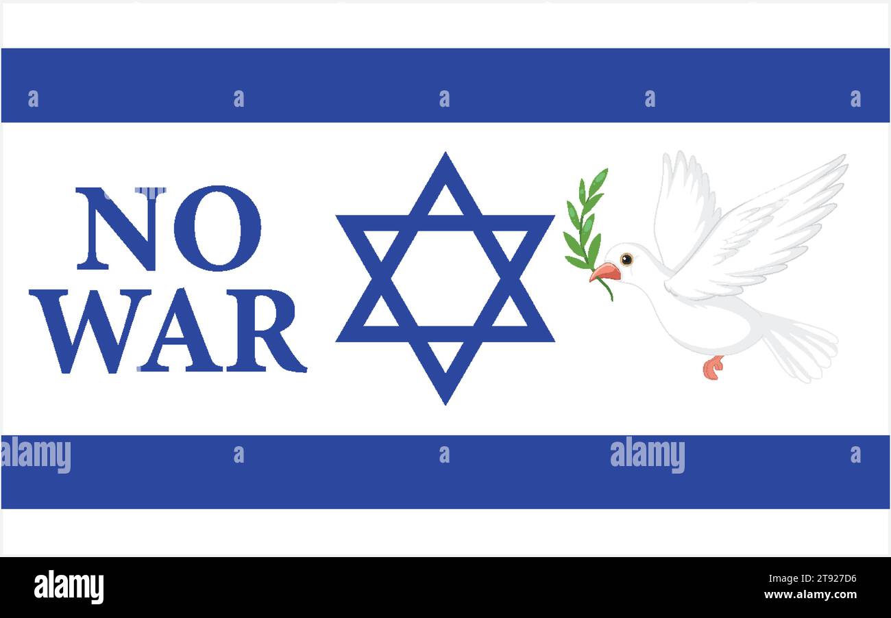 Vector cartoon illustration of Israel flag with a white bird ...