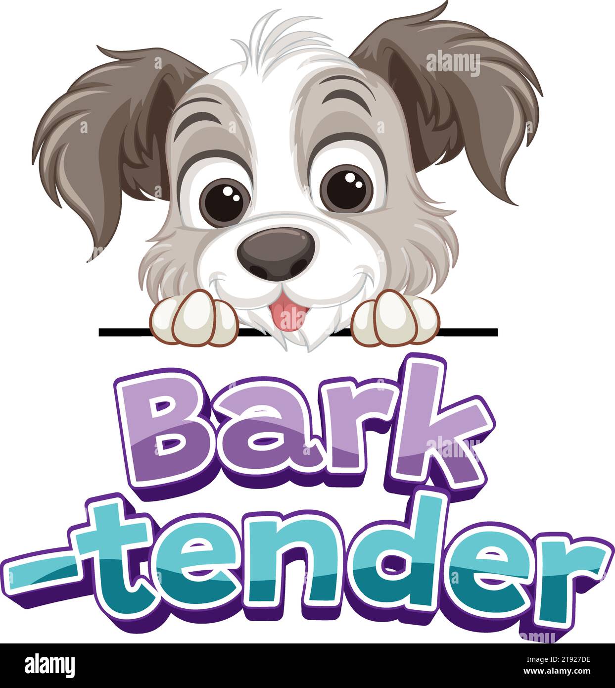 A hilarious cartoon illustration featuring a cute dog as a bark-tender ...