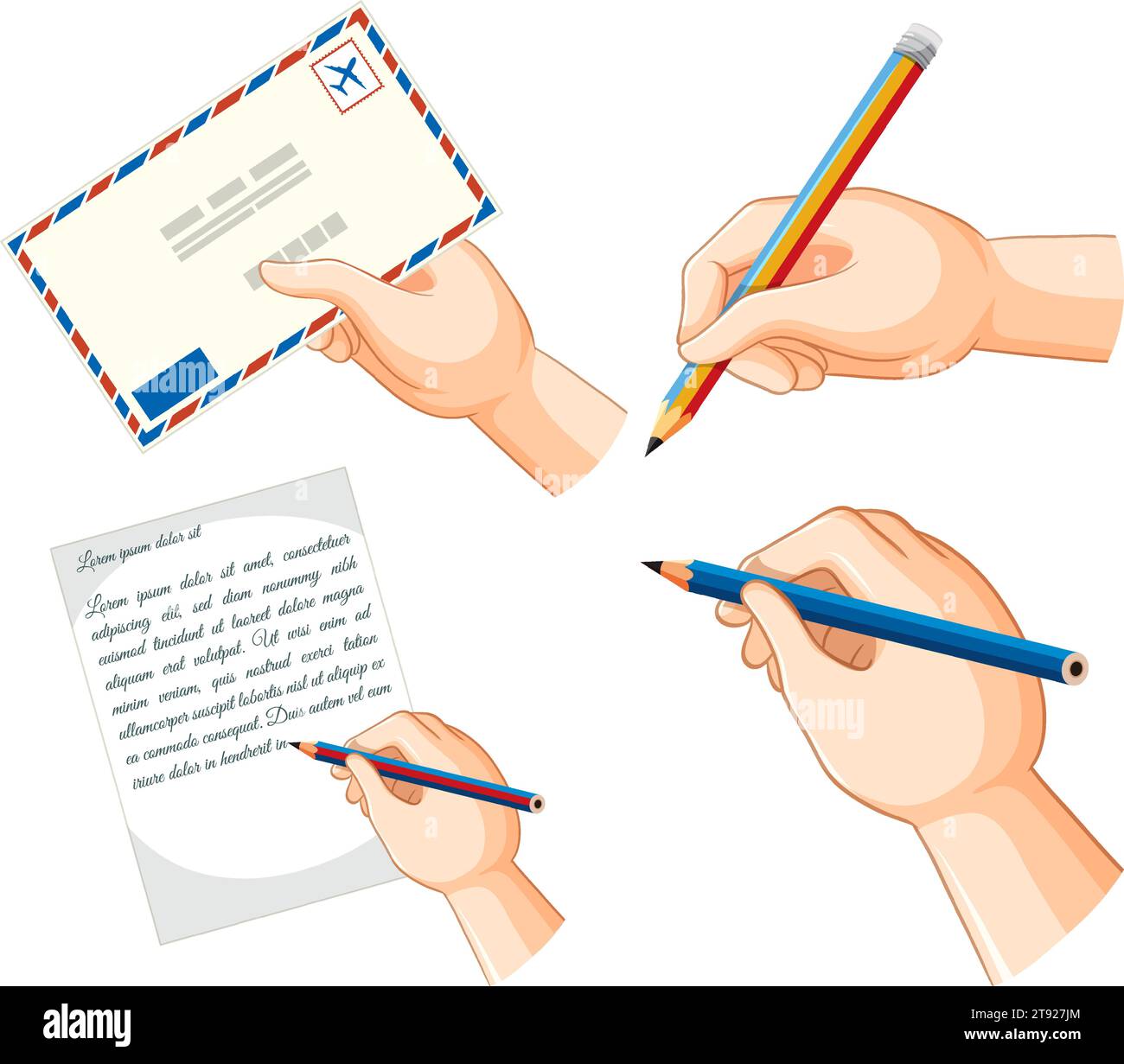 Illustration of letters being written by a human hand Stock Vector ...