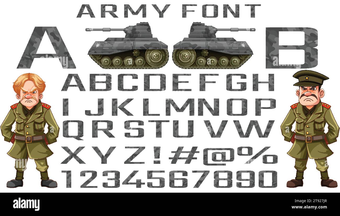 Vector illustration of two soldiers with alphabet from A to Z in ...