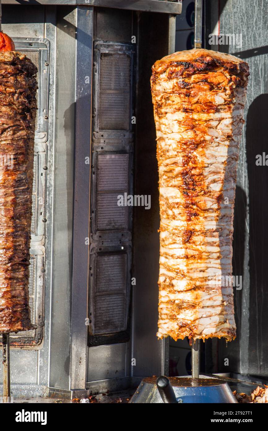Traditional Turkish Doner Kebab on pole Stock Photo - Alamy
