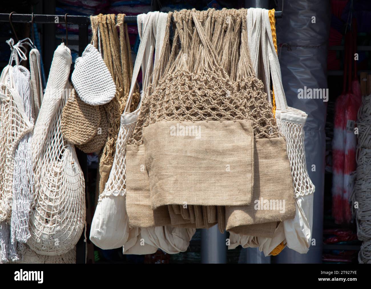 Empty mesh bags market hi-res stock photography and images - Alamy