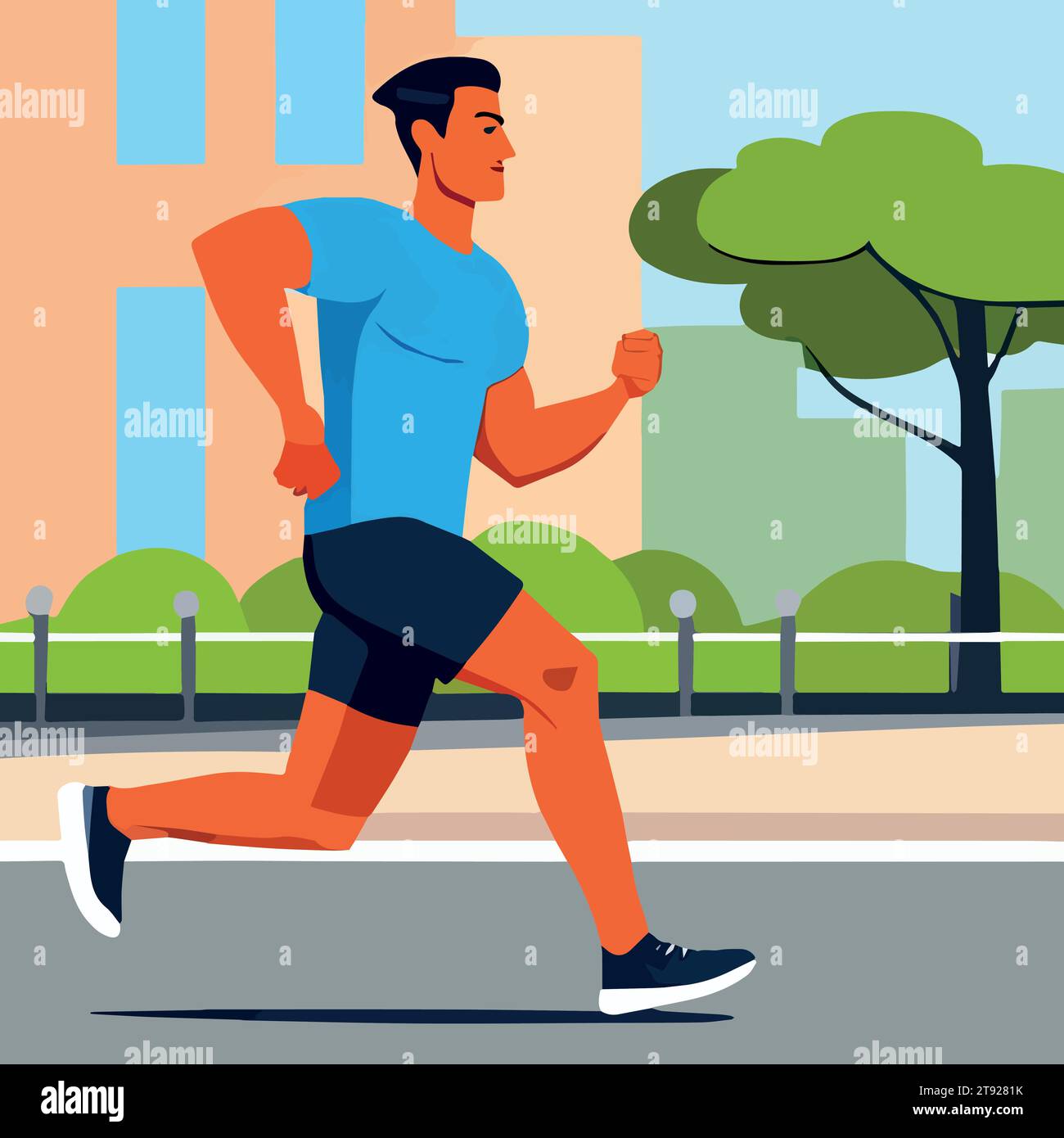 Man goes in for sports runs in morning in city. Active lifestyle in ...