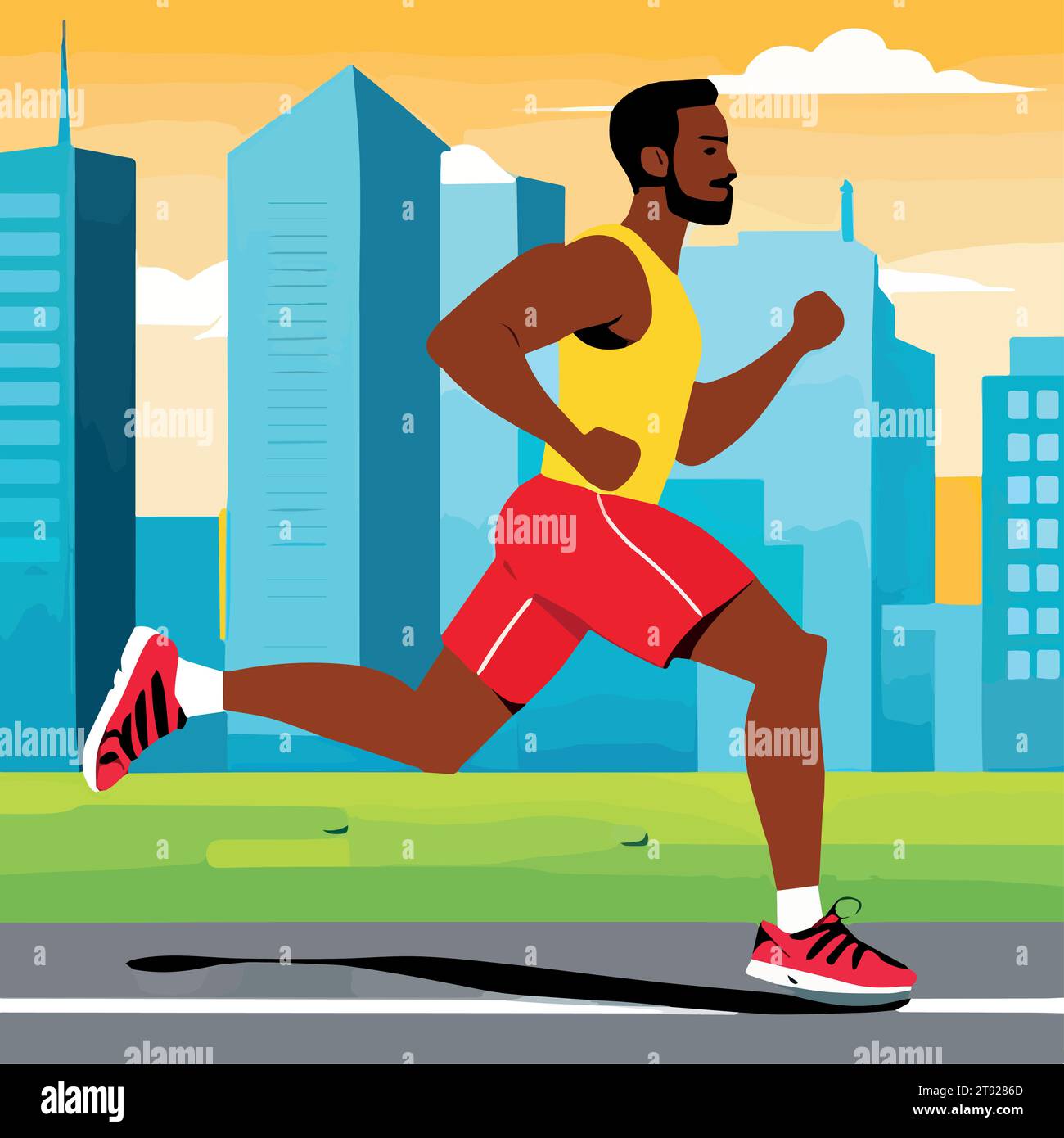 Man goes in for sports runs in morning in city. Active lifestyle in ...