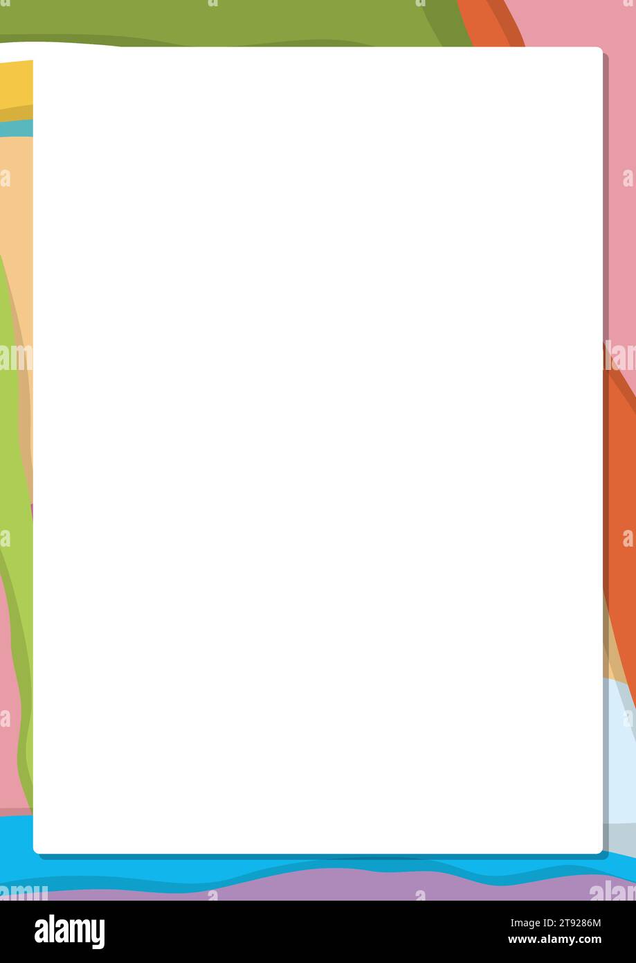 Vibrant abstract frame border template featuring a cartoon illustration ...