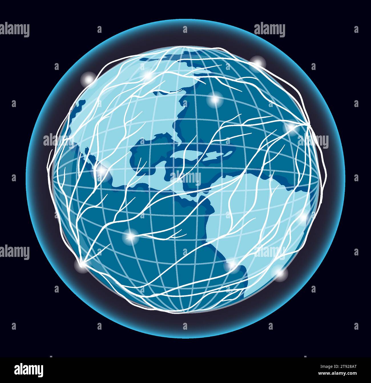 Illustration of a globe surrounded by electric currents Stock Vector ...