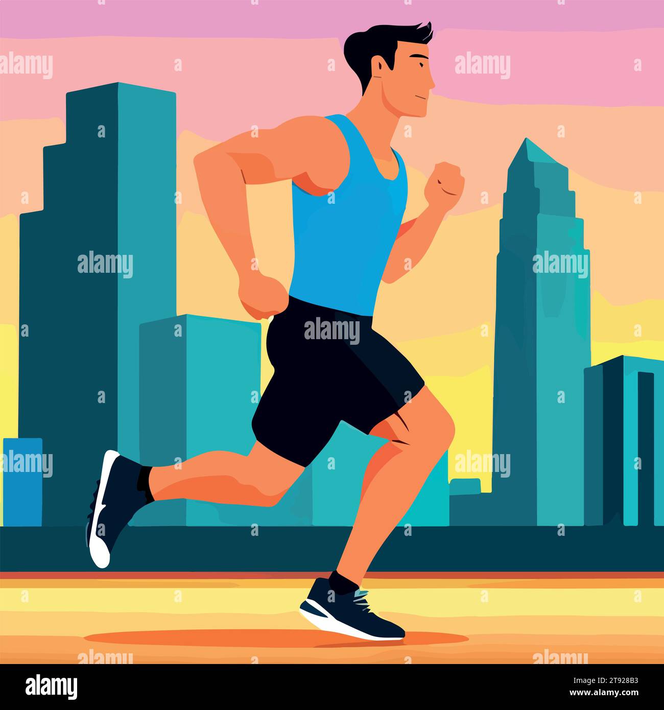Man goes in for sports runs in morning in city. Active lifestyle in ...