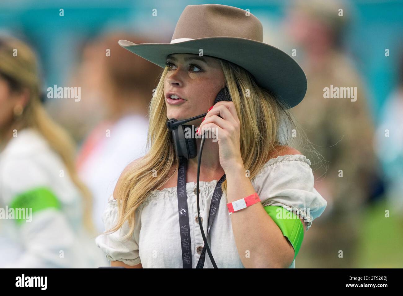 Miami Dolphins assistant cheerleader coach KaShara Garrett observes the ...